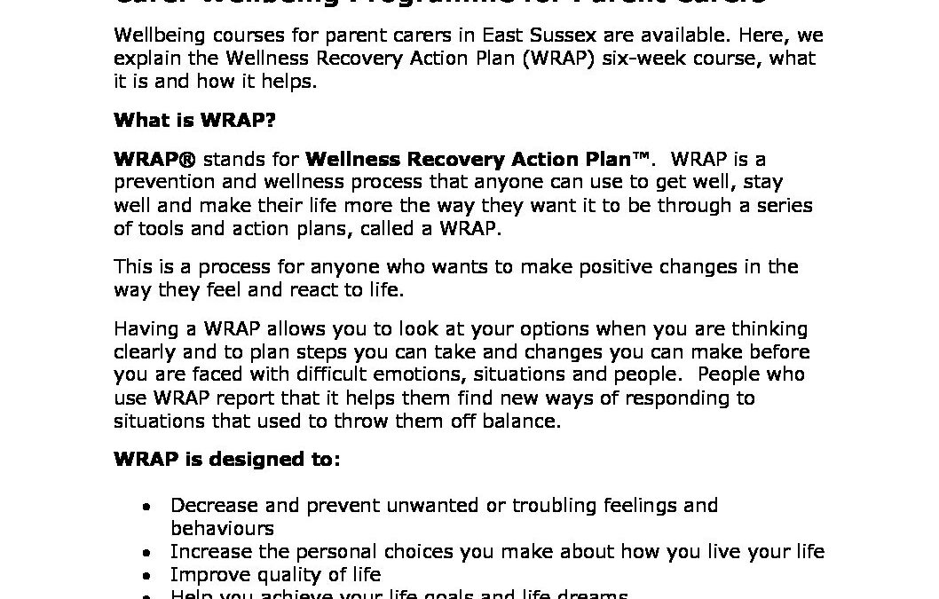 FACT SHEET 11 WRAP for Parent Carers factsheet | Care For The Carers