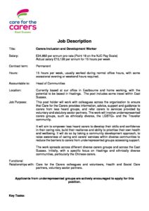 Inclusion and Development Worker Job Description – May 2022 | Care For ...
